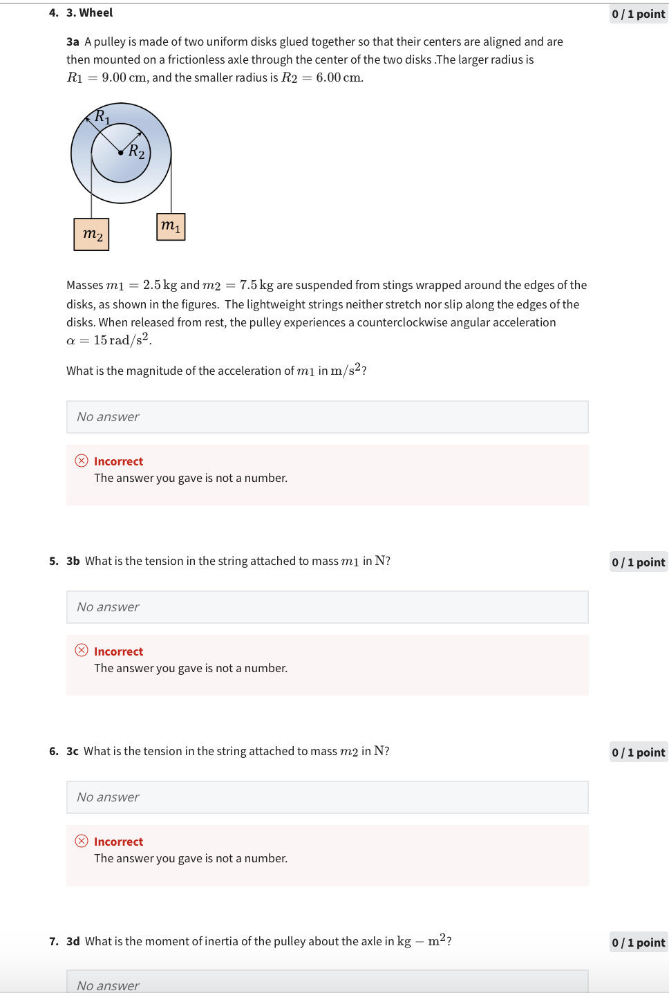 Solved 3a A pulley is made of two uniform disks glued | Chegg.com
