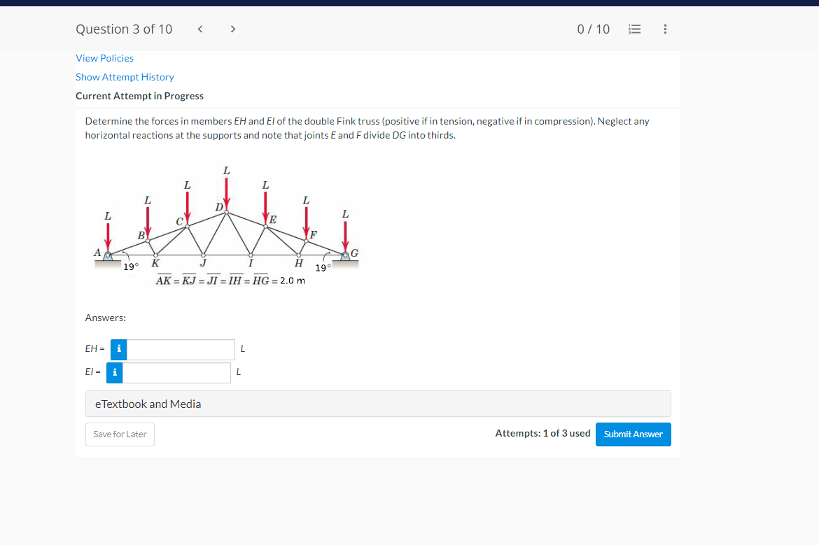Solved Question 3 of 10 View Policies Show Attempt History | Chegg.com