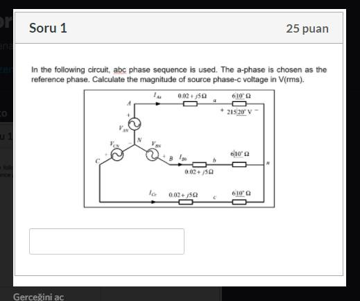 Solved In the following circuit, abc phase sequence is used. | Chegg.com