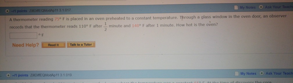 Solved My Notes Ask Your Teach -/1 points ZillDiffEQModAp11 | Chegg.com