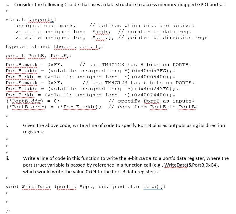 c. Consider the following C code that uses a data | Chegg.com