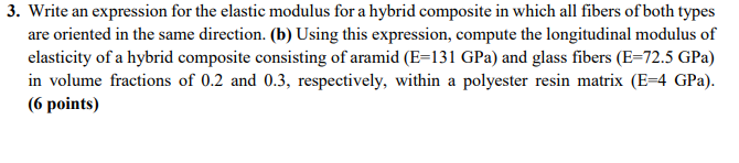Solved 3. Write an expression for the elastic modulus for a | Chegg.com