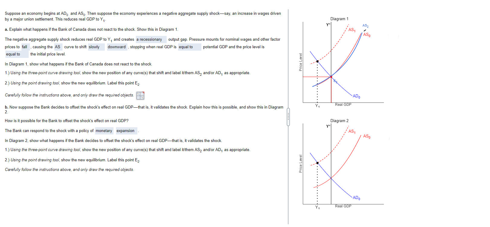 Solved Help with the second graph: In Diagram 2, show | Chegg.com
