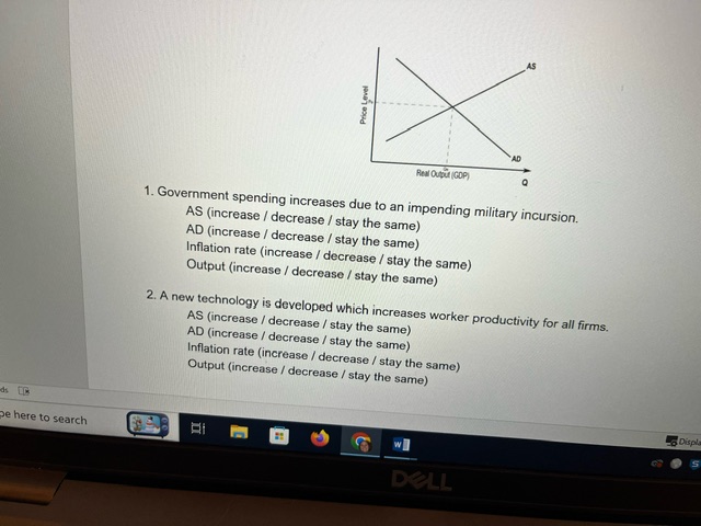 Solved 1. Government spending increases due to an impending | Chegg.com