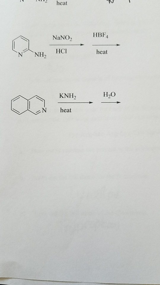 Solved heat HBF4 NaNO2 heat NNH2 H2O KNH2 N heat | Chegg.com