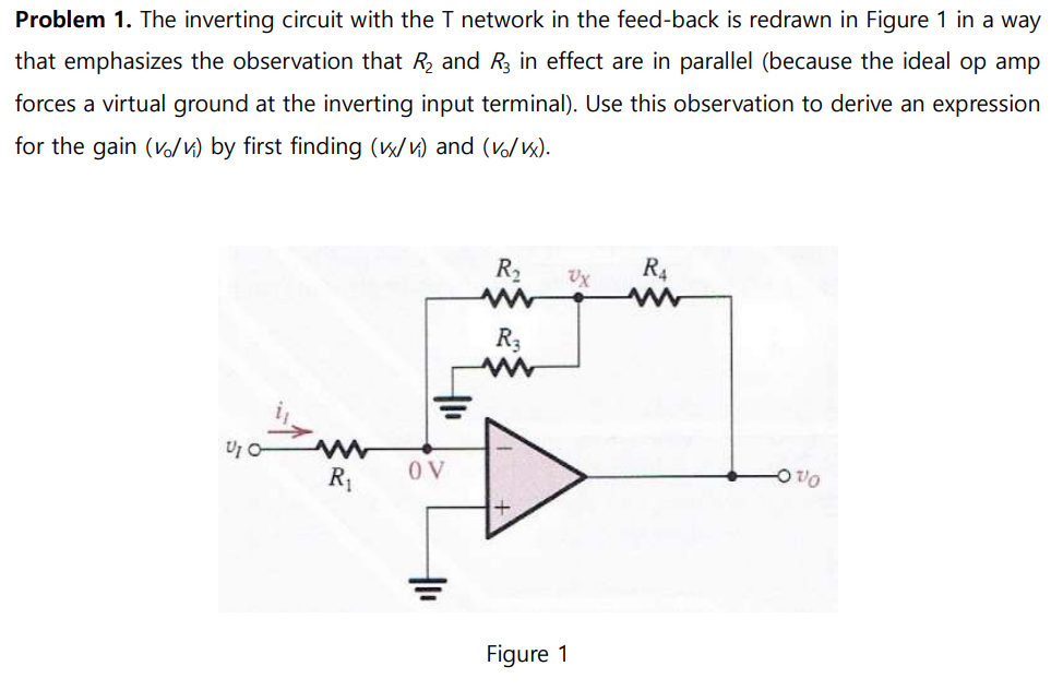 Solved Problem 1. The inverting circuit with the T network | Chegg.com