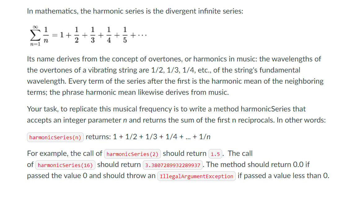 Solved In mathematics, the harmonic series is the divergent | Chegg.com