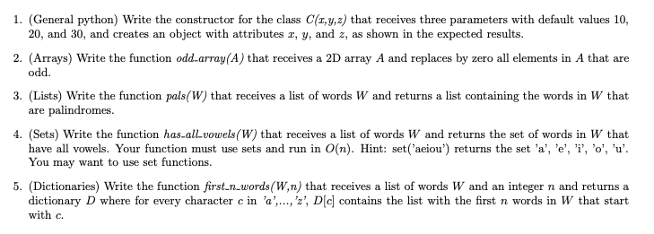 Solved 1. (General python) Write the constructor for the | Chegg.com