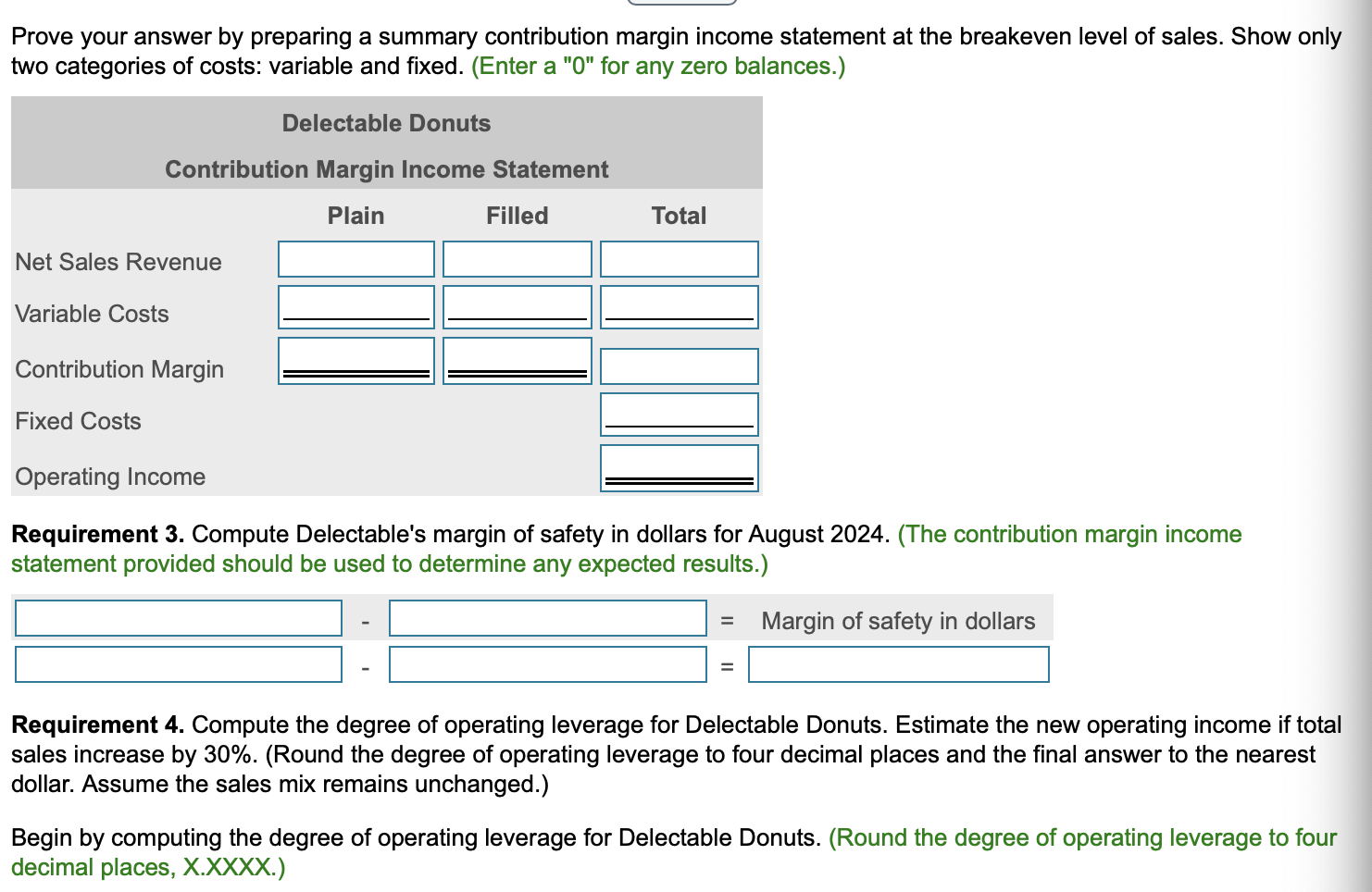 Solved The contribution margin income statement of | Chegg.com