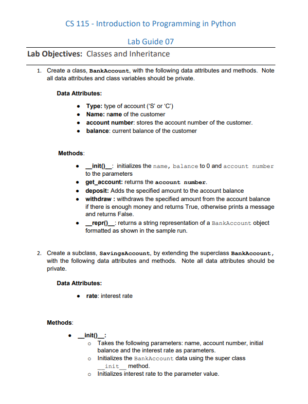 Solved CS 115 - Introduction to Programming in Python Lab | Chegg.com