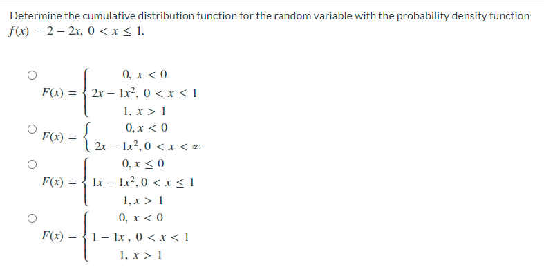 Solved Determine the cumulative distribution function for | Chegg.com