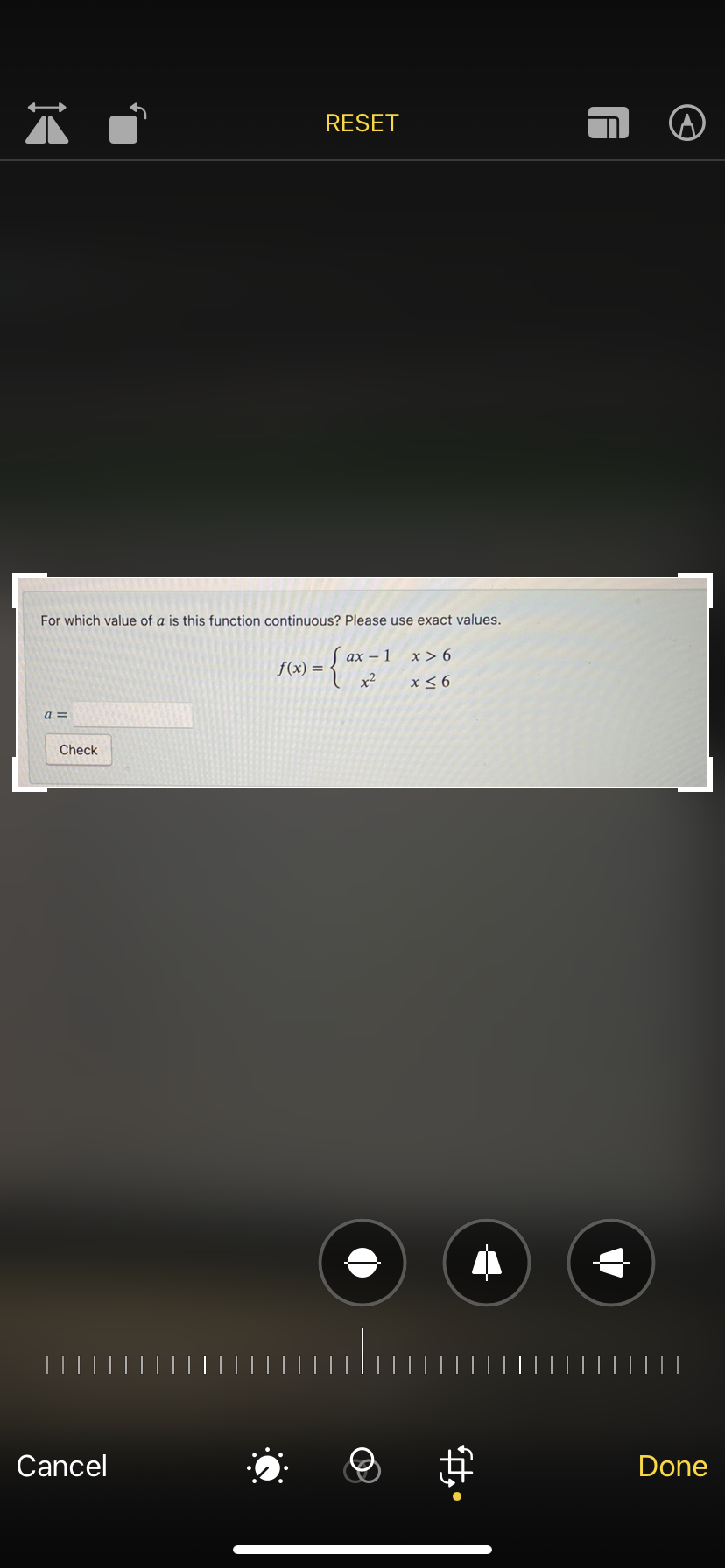 Solved For which value of a is this function continuous? | Chegg.com
