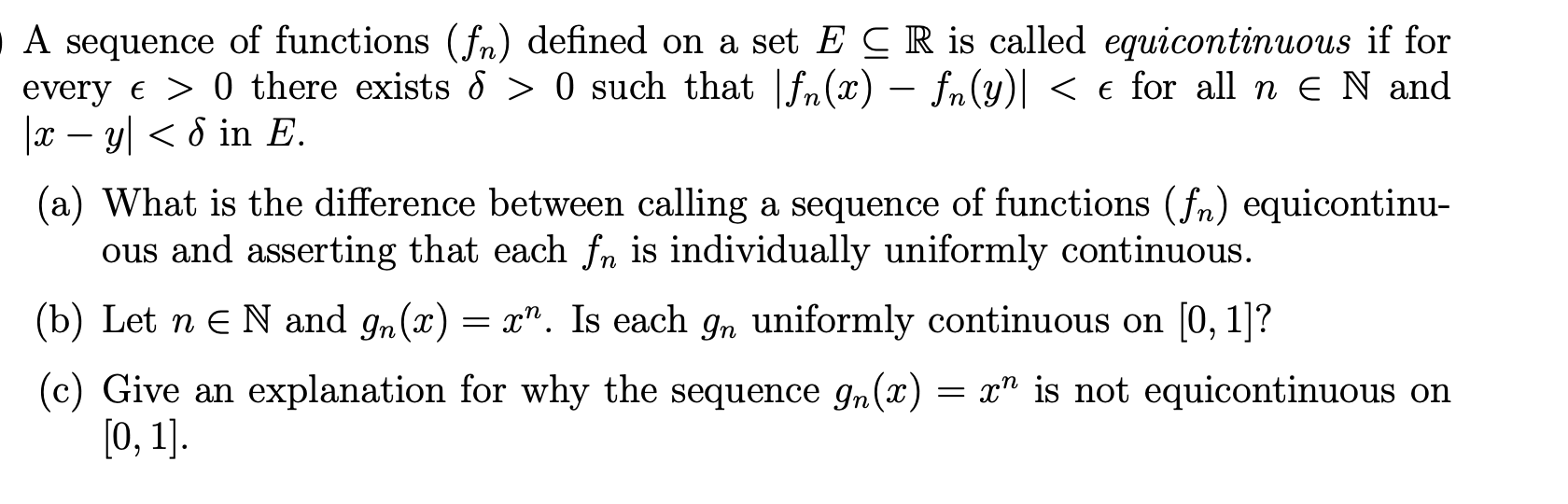 Solved | A sequence of functions (fr) defined on a set E CR | Chegg.com