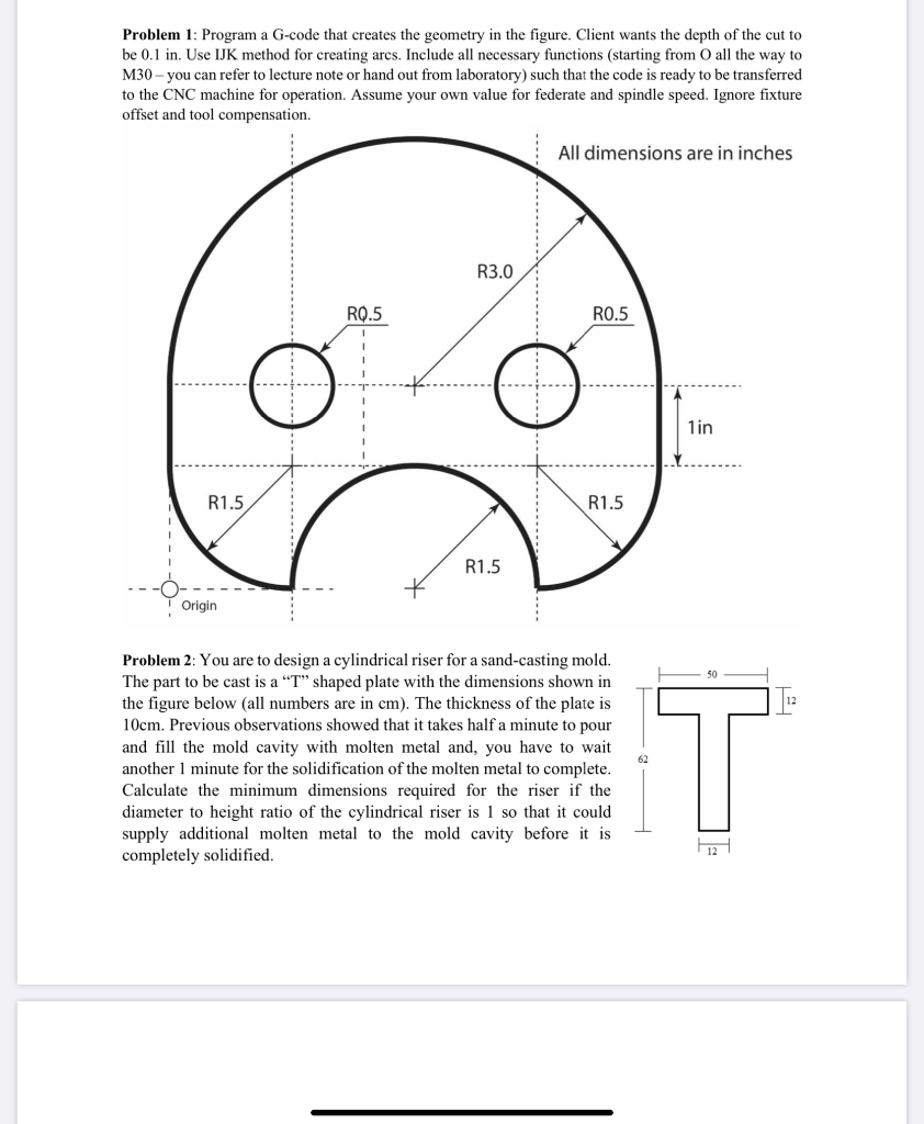 Solved Problem 1: Program a G-code that creates the geometry | Chegg.com