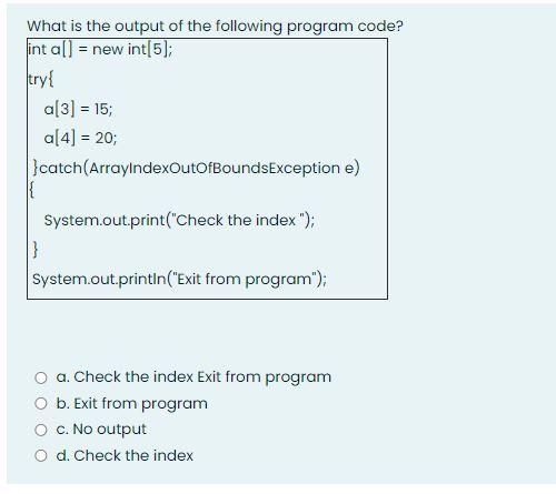 Solved What is the output of the following program code? int | Chegg.com