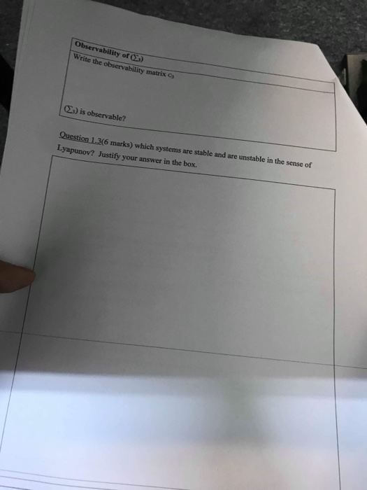 Solved Oestion 1 20 marks)i Controllability, observability | Chegg.com