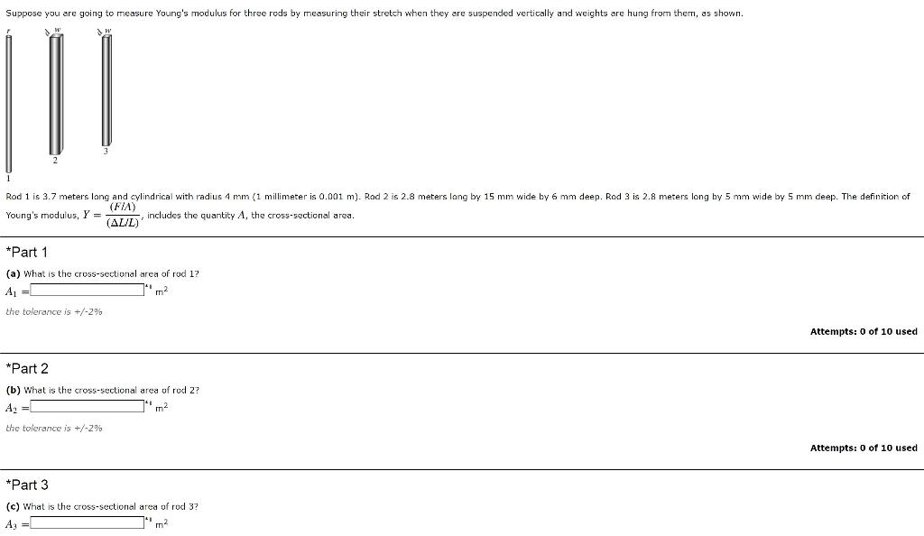 Solved Suppose you are going to measure Young's modulus for | Chegg.com