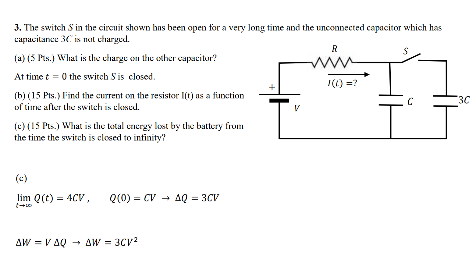 Solved In part C, why is the work done by battery equal to V | Chegg.com