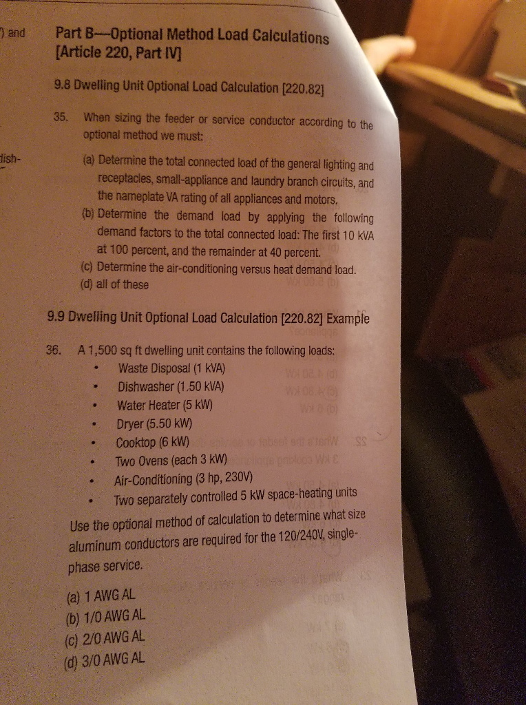 Solved and Part B-Optional Method Load Calculations Article | Chegg.com