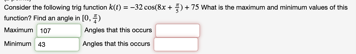 Solved Consider the following trig function | Chegg.com