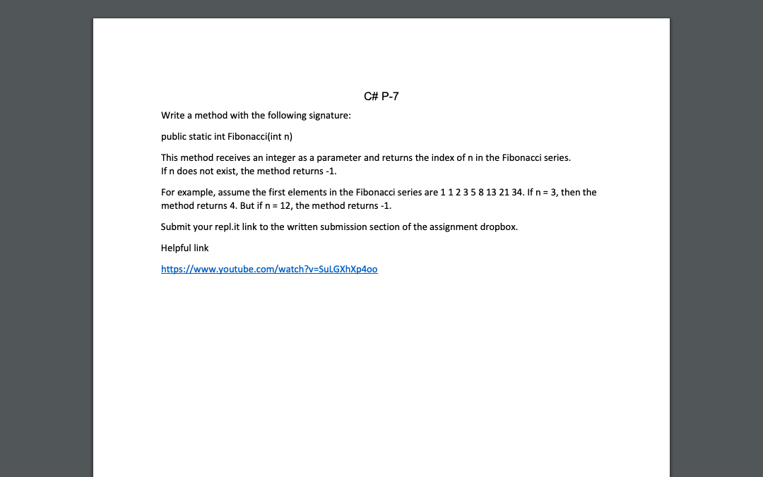 Solved C# P-7 Write a method with the following signature: | Chegg.com