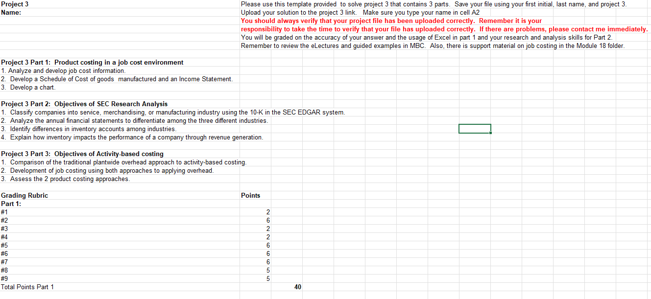 Solved Project 3 ﻿Part 1: Product costing in a job cost | Chegg.com