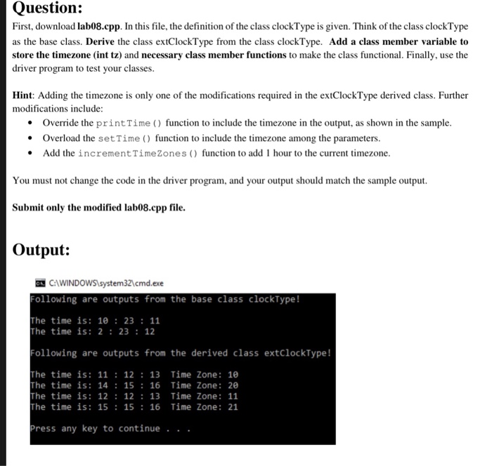 Solved Question: First, download lab08.cpp. In this file, | Chegg.com