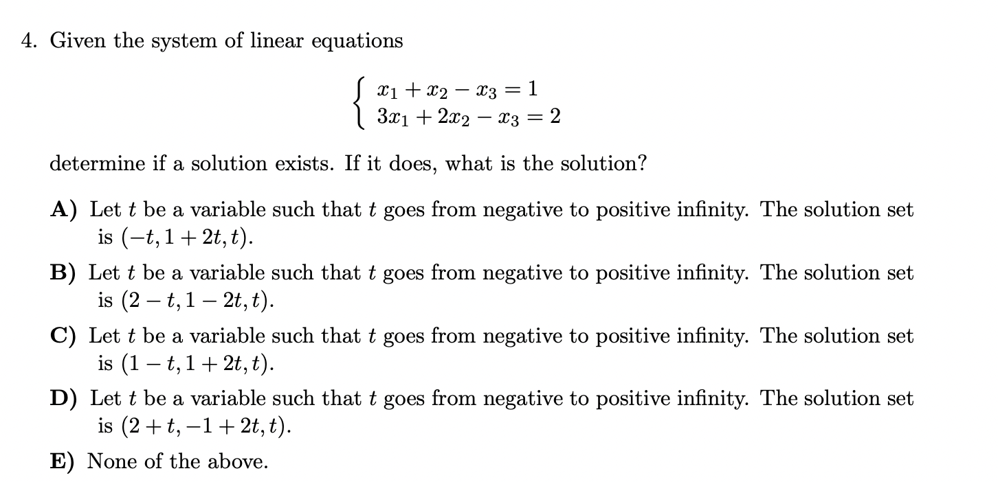 Solved 4. Given the system of linear equations | Chegg.com