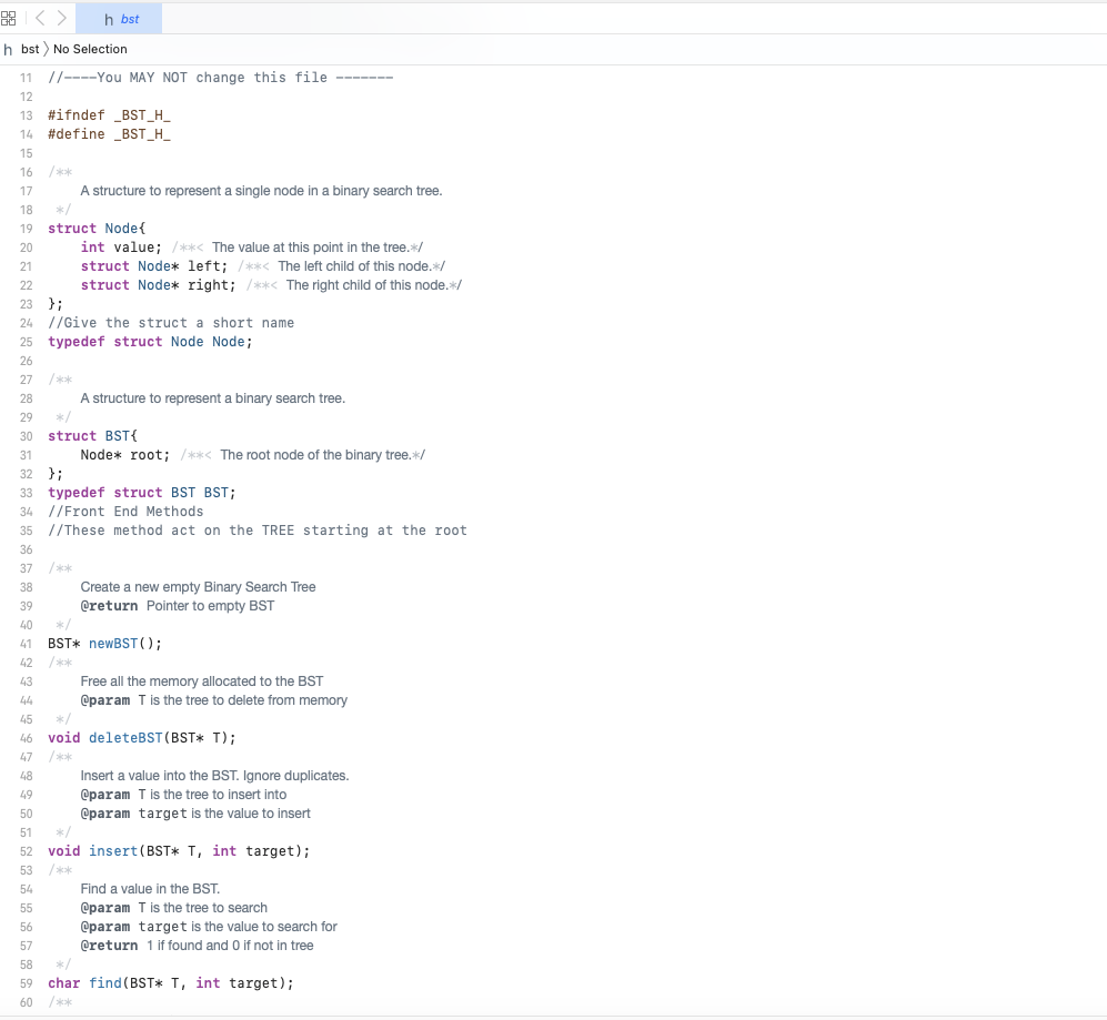 Solved Need help with this in c Part 1: Finish BST | Chegg.com