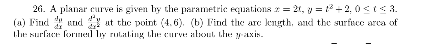 Solved A planar curve is given by the parametric equations | Chegg.com