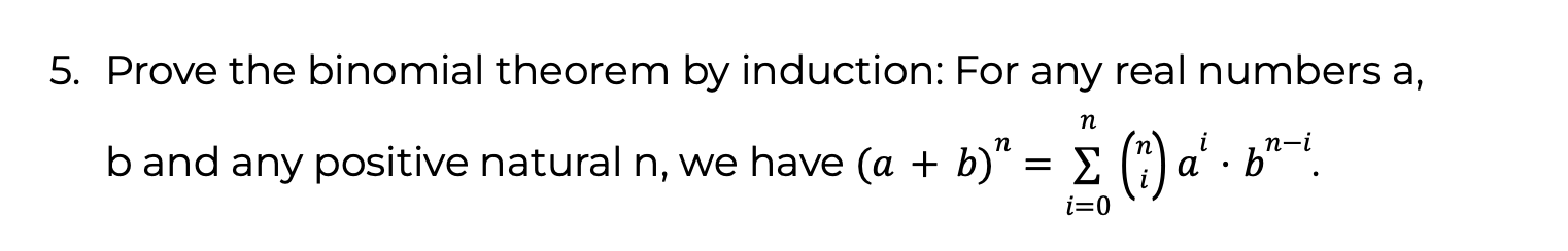 Solved ANSWER THE QUESTION CORRECTLY: Prove the binomial | Chegg.com