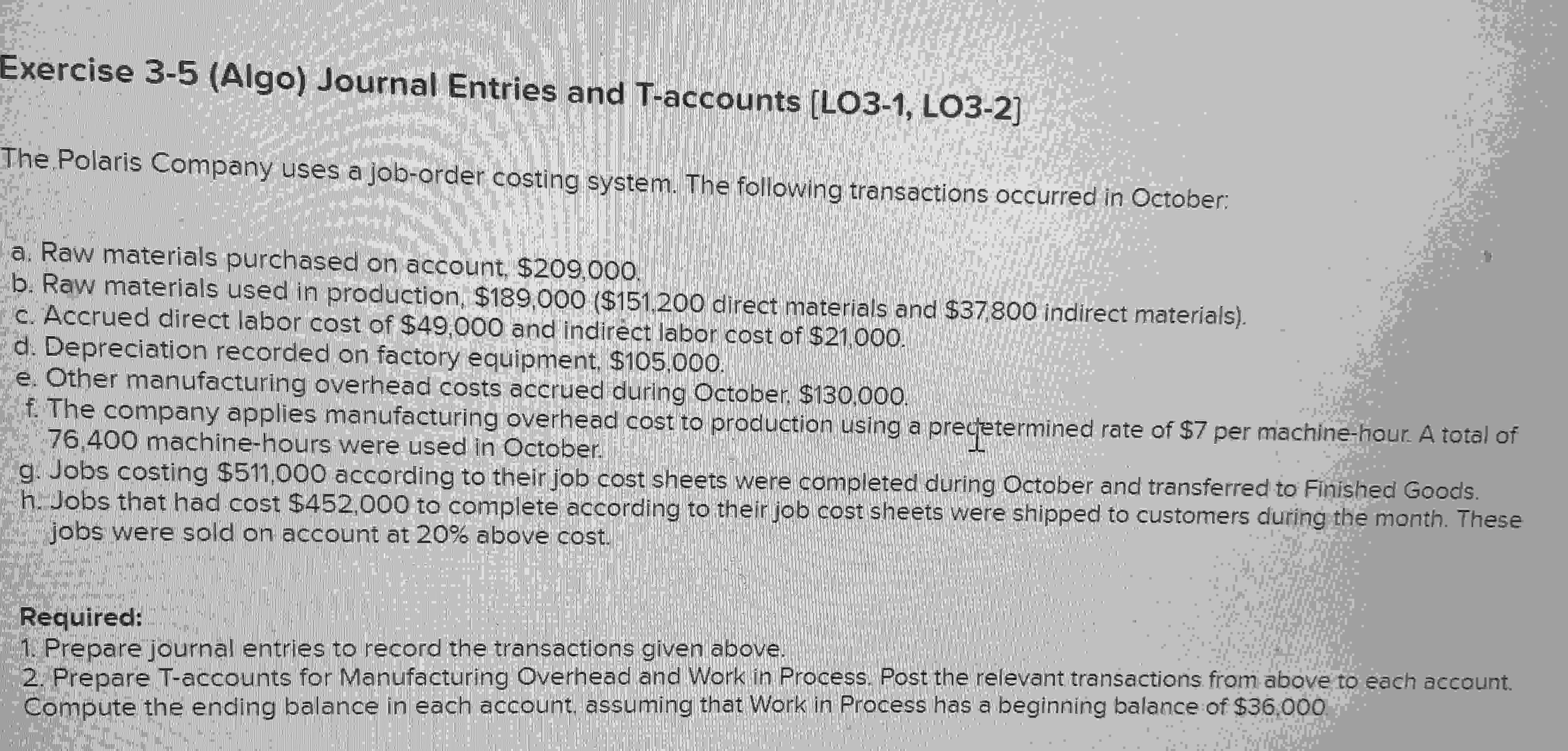Solved Exercise 3-5 (Algo) ﻿Journal Entries and T-accounts | Chegg.com