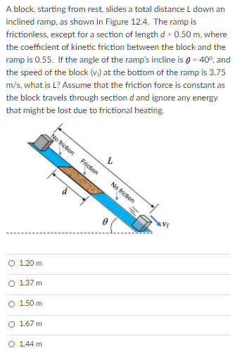 Solved A block, starting from rest, slides a total distance | Chegg.com
