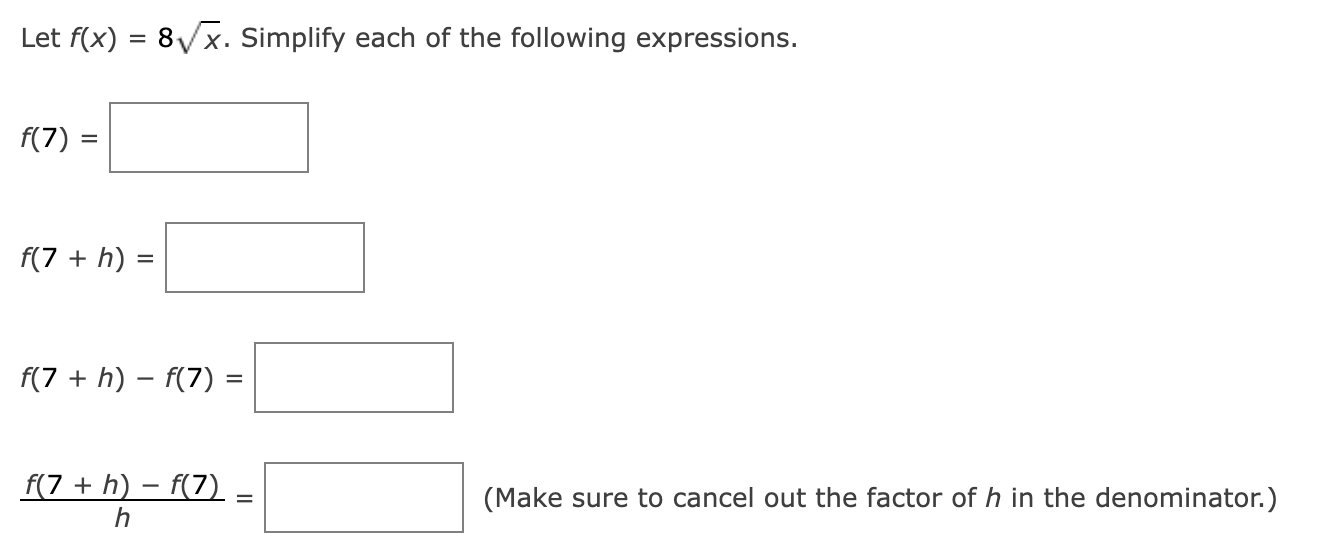 Solved Let f(x)=8x. Simplify each of the following | Chegg.com