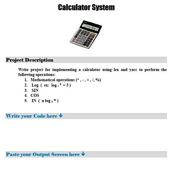 Calculator System 00D godt Project Description Write | Chegg.com