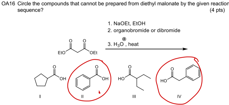 Solved OA16 ﻿Circle the compounds that cannot be prepared | Chegg.com