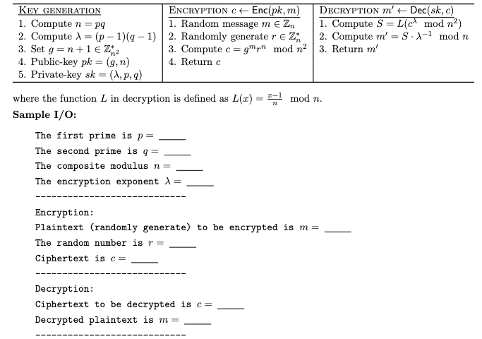 Solved Please implement the key generation, encryption and | Chegg.com