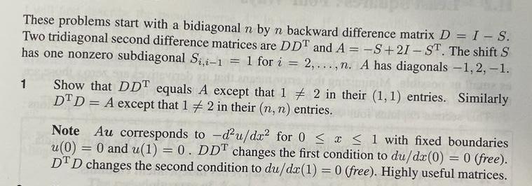 Solved These problems start with a bidiagonal n by n | Chegg.com