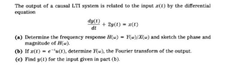 Solved The output of a causal LTI system is related to the | Chegg.com