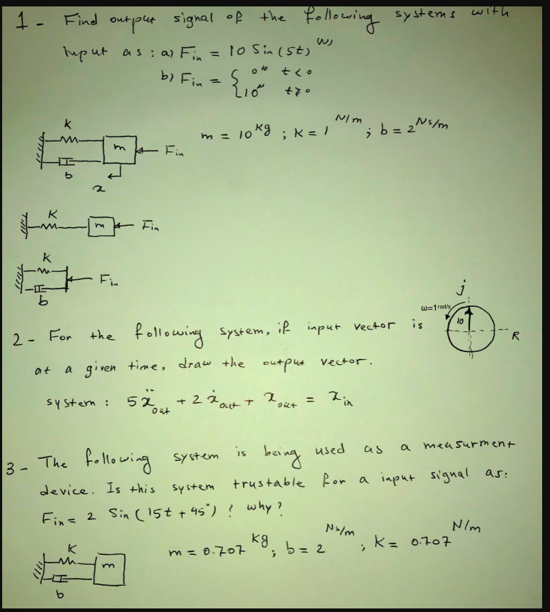 1. Find the output signal of the following system 2. | Chegg.com
