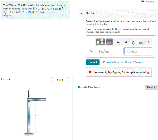 Solved Review The W14 x 30 A992 steel column is assumed | Chegg.com
