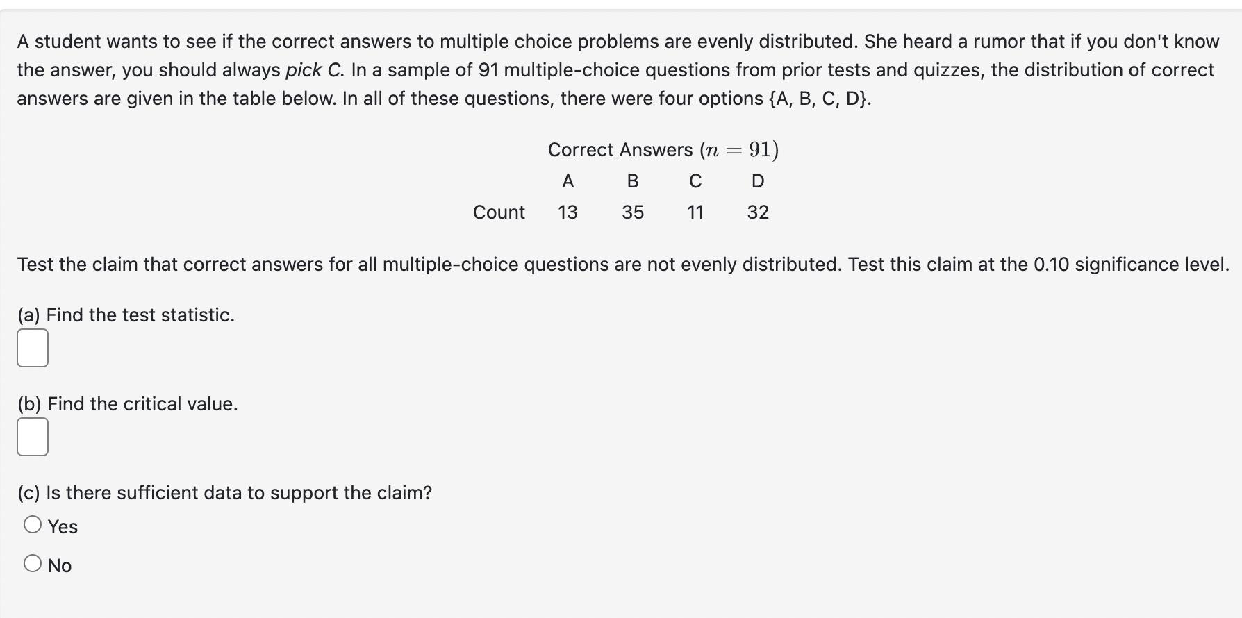 Solved A student wants to see if the correct answers to | Chegg.com