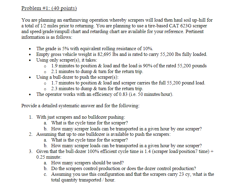 Problem #1: (40 points) You are planning an | Chegg.com