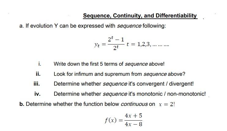 Solved Sequence, Continuity, and Differentiability a. If | Chegg.com