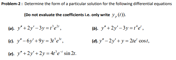 Solved Problem-1 (a): Use the method of undetermined | Chegg.com
