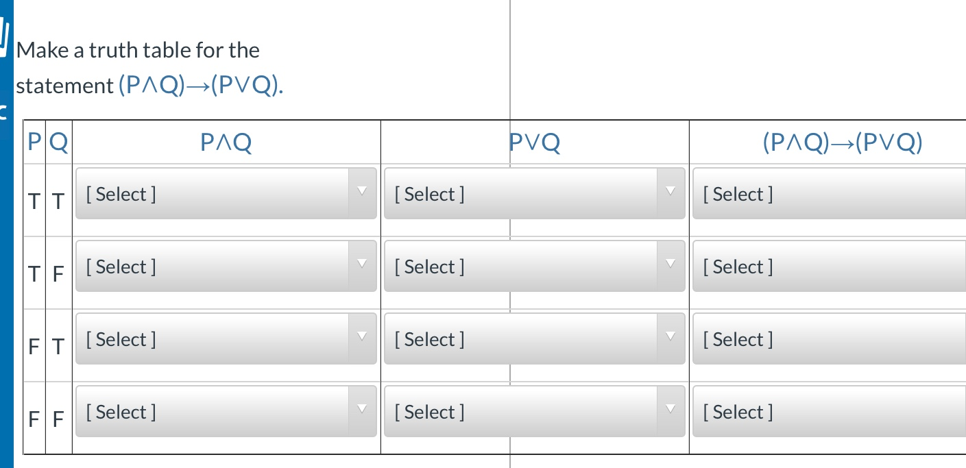 Solved Make a truth table for the statement (PAQ)—(PVQ). PQ | Chegg.com