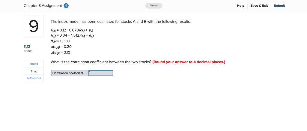 Solved Chapter 8 Assignment i Shved Help Save & Exit Submit | Chegg.com