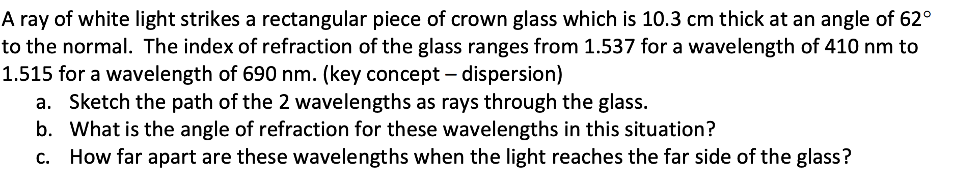 Solved A ray of white light strikes a rectangular piece of | Chegg.com