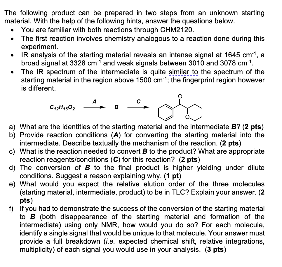 Solved The following product can be prepared in two steps | Chegg.com