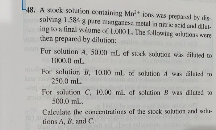 Solved 48. A stock solution containing Mn2+ ions was | Chegg.com